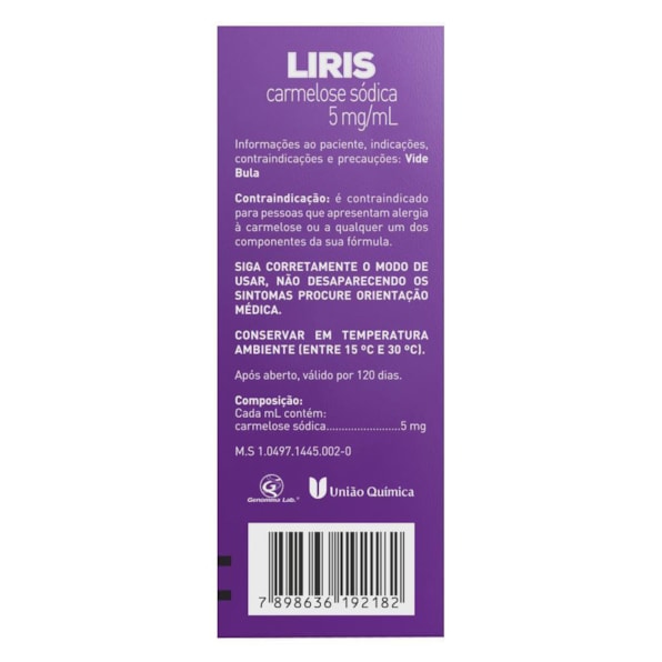 Liris Colírio para os Olhos Com Carmelose Sódica 5mg/ml 10ml